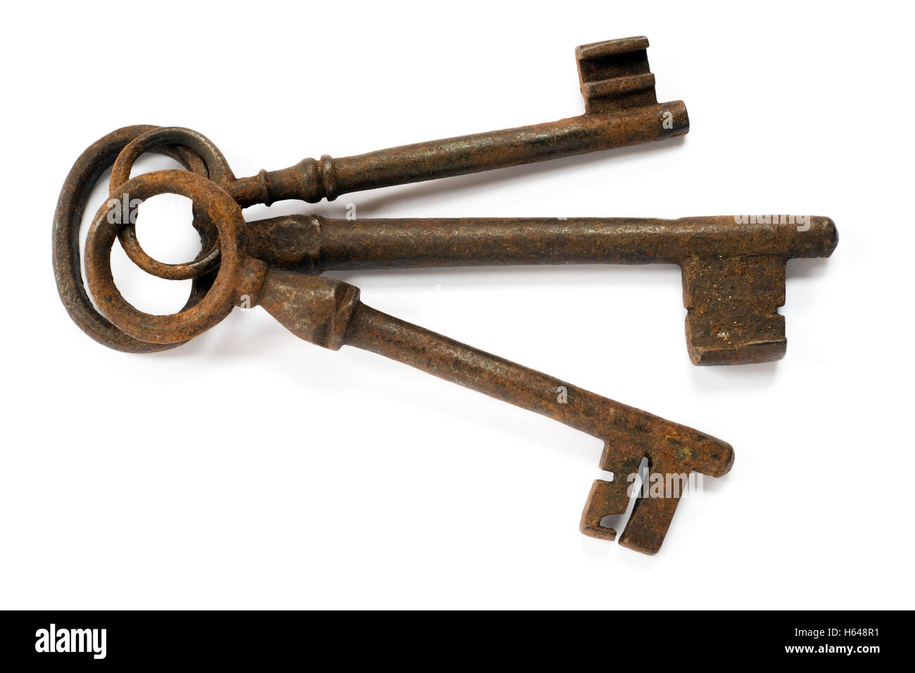 three old keys isolated on white background Stock Photo - Alamy