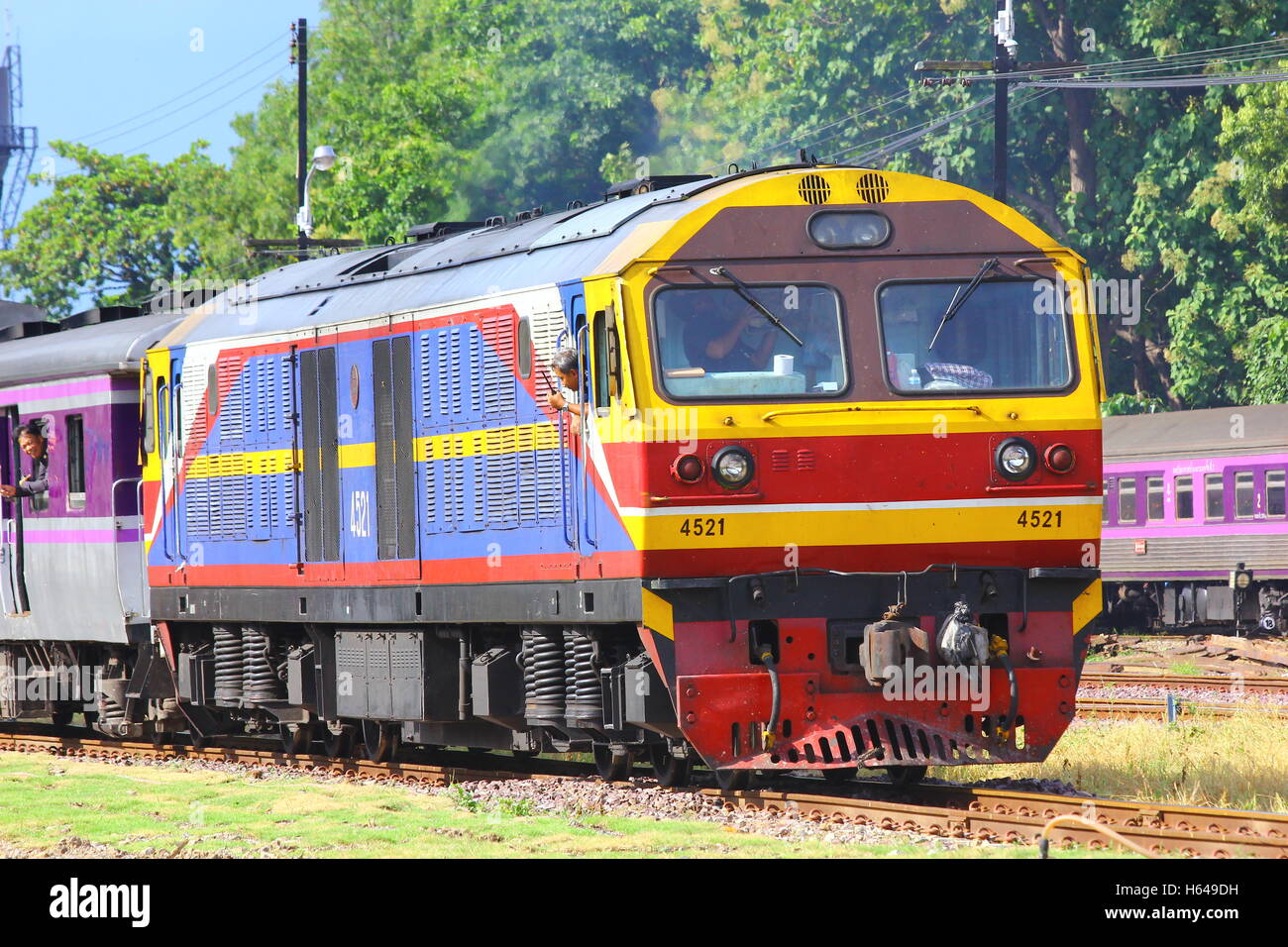 Hitachi locomotive and Train no.14 to Bangkok. Photo at chiangmai ...