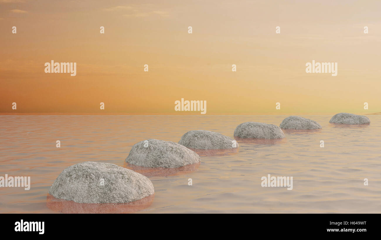 Path of boulders in water Stock Photo - Alamy