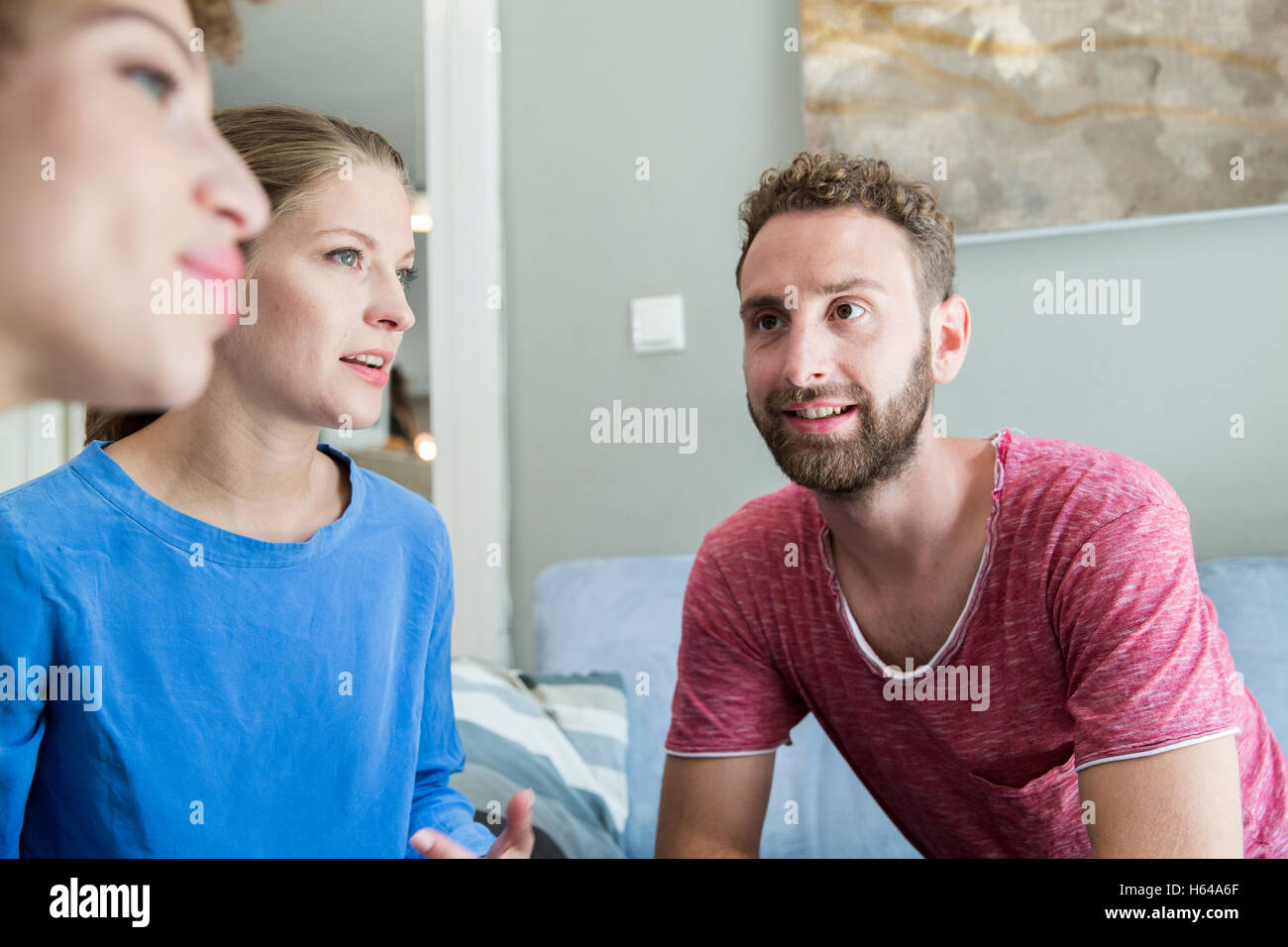 Group Of Friends Meeting And Talking Stock Photo Alamy