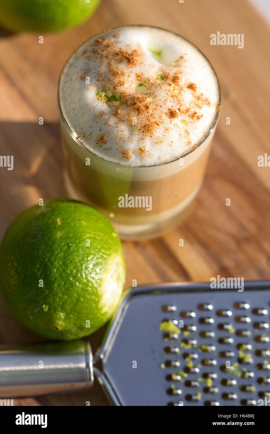 Layered coffee, condensed milk, liqueur, espresso and milk froth Stock ...