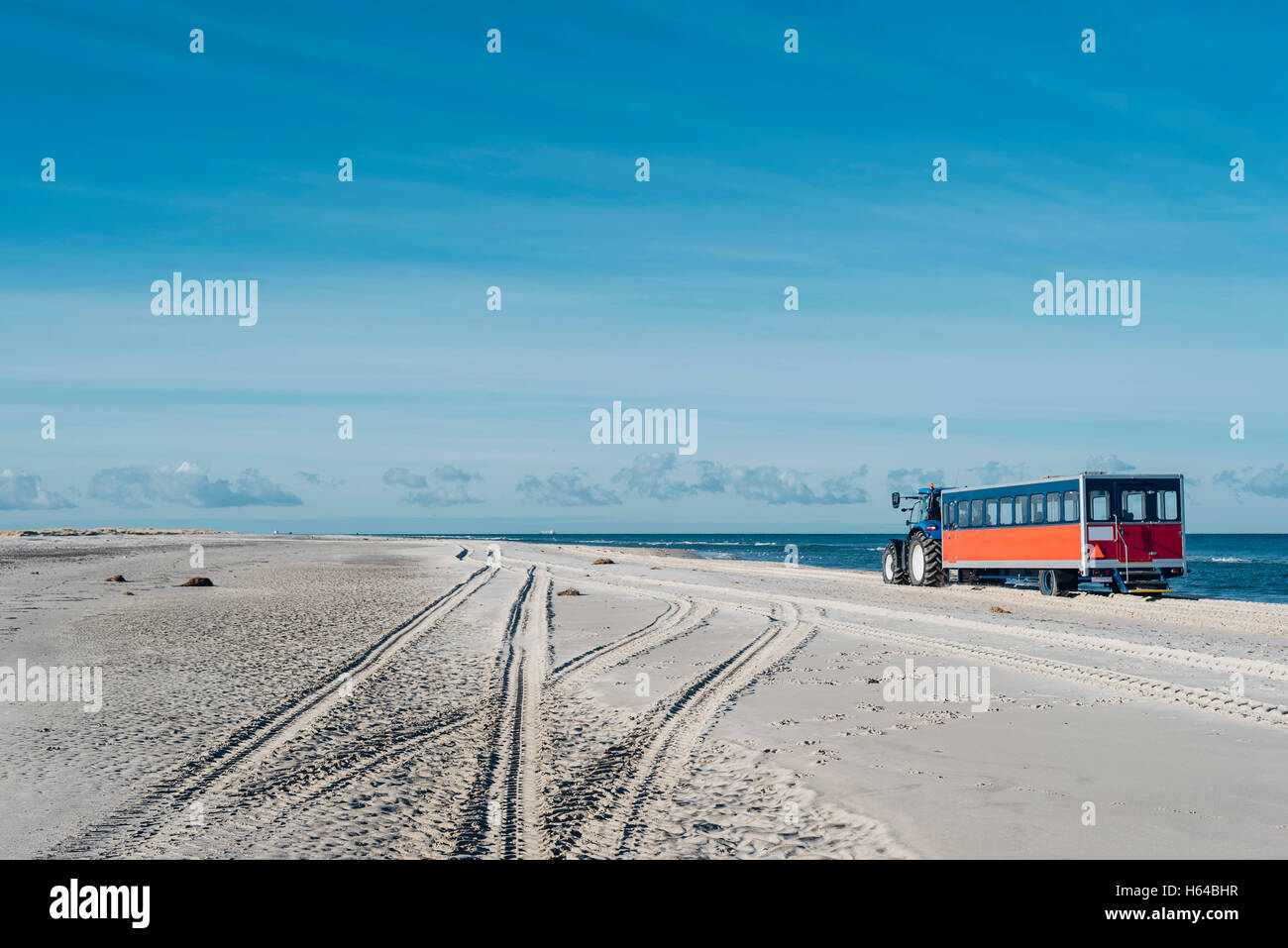 Denmark, Skagen, Grenen, tractor with trailer the beach Stock Photo - Alamy
