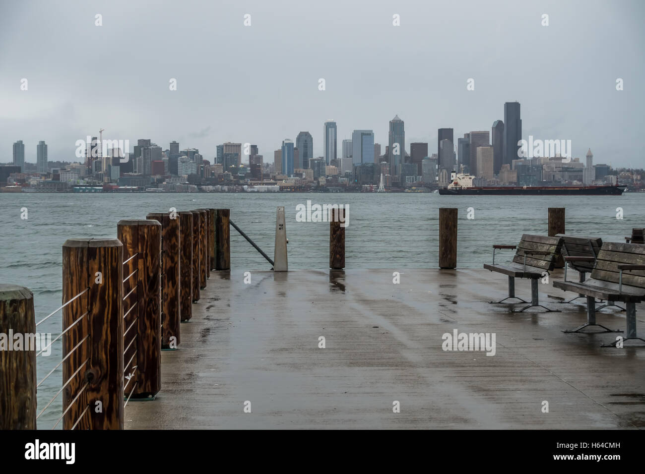 Seattle skyline on a rainy day Stock Photo - Alamy