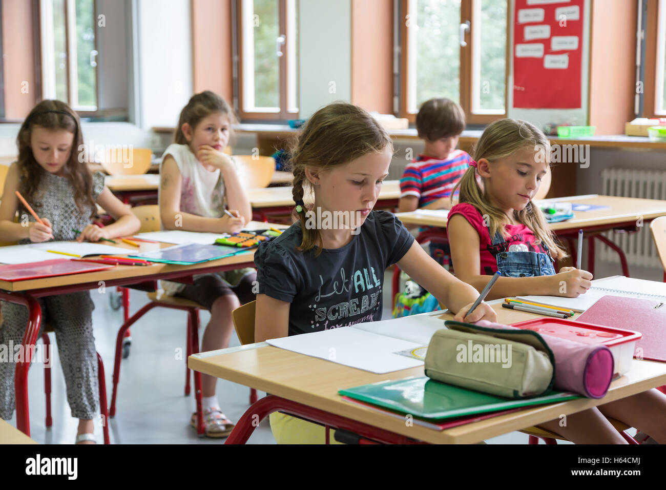 Schoolgirls at class Stock Photo - Alamy
