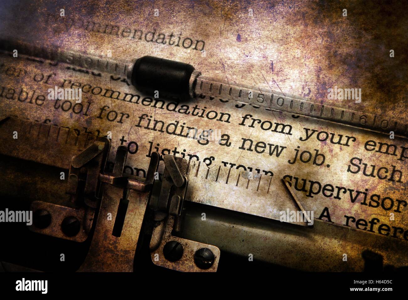 Employment form on vintage typewriter Stock Photo - Alamy