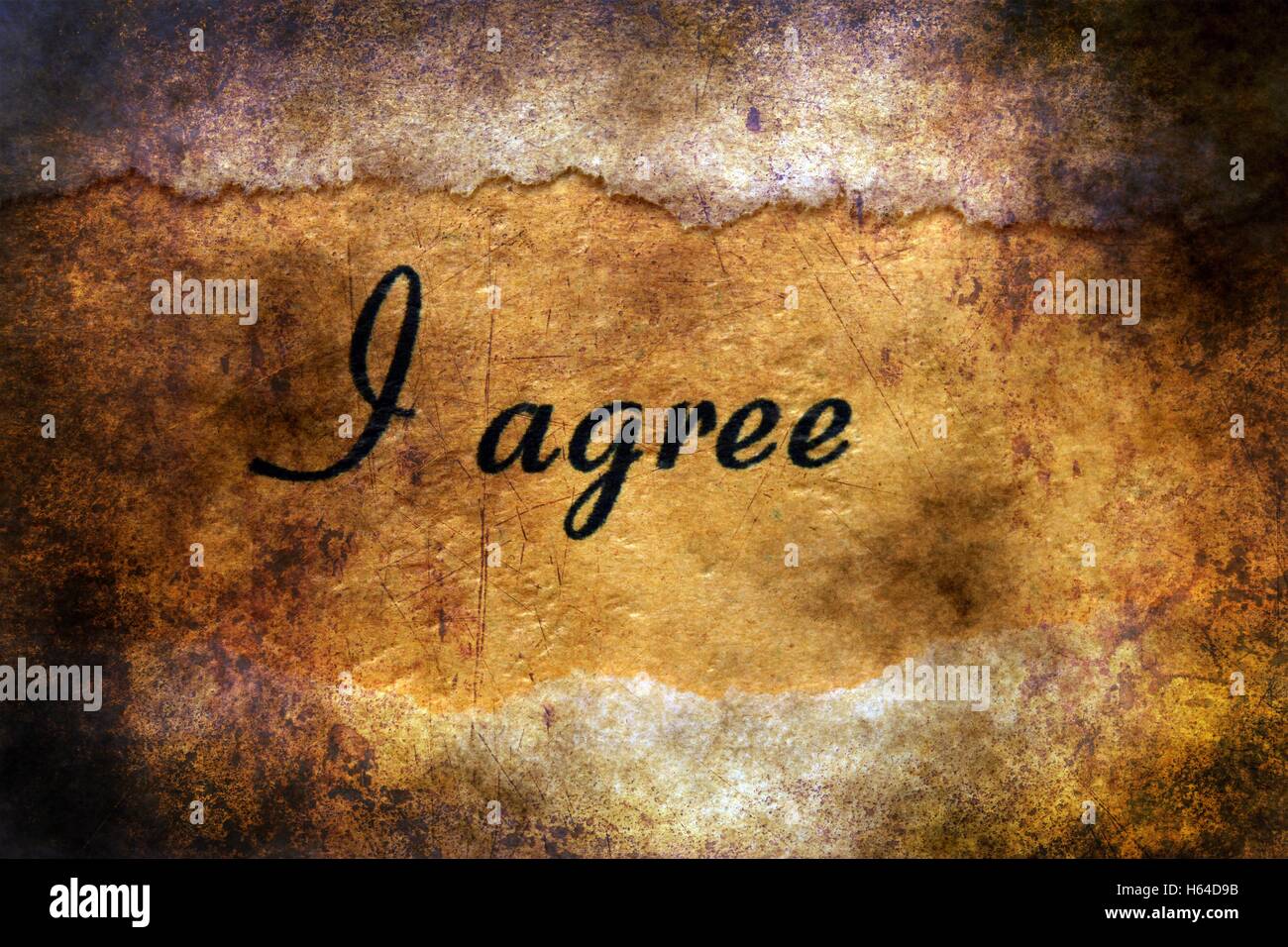 I agree text on grunge background Stock Photo - Alamy