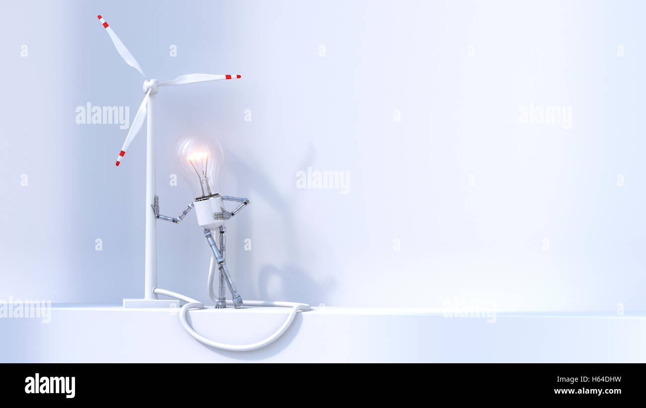 Wind turbine light bulb illustration hi-res stock photography and ...