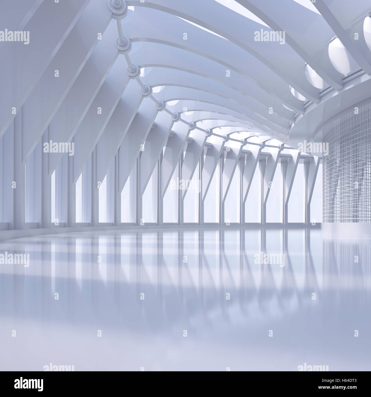 Empty hall in a modern building, 3D Rendering Stock Photo - Alamy