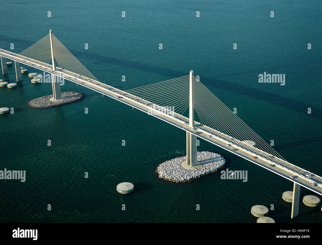 USA, Florida, Aerial photograph of the Sunshine Skyway Bridge over ...