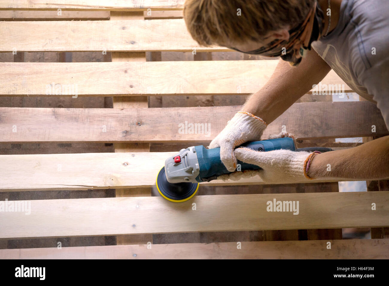 Close up sanding wood orbital hi-res stock photography and images - Alamy