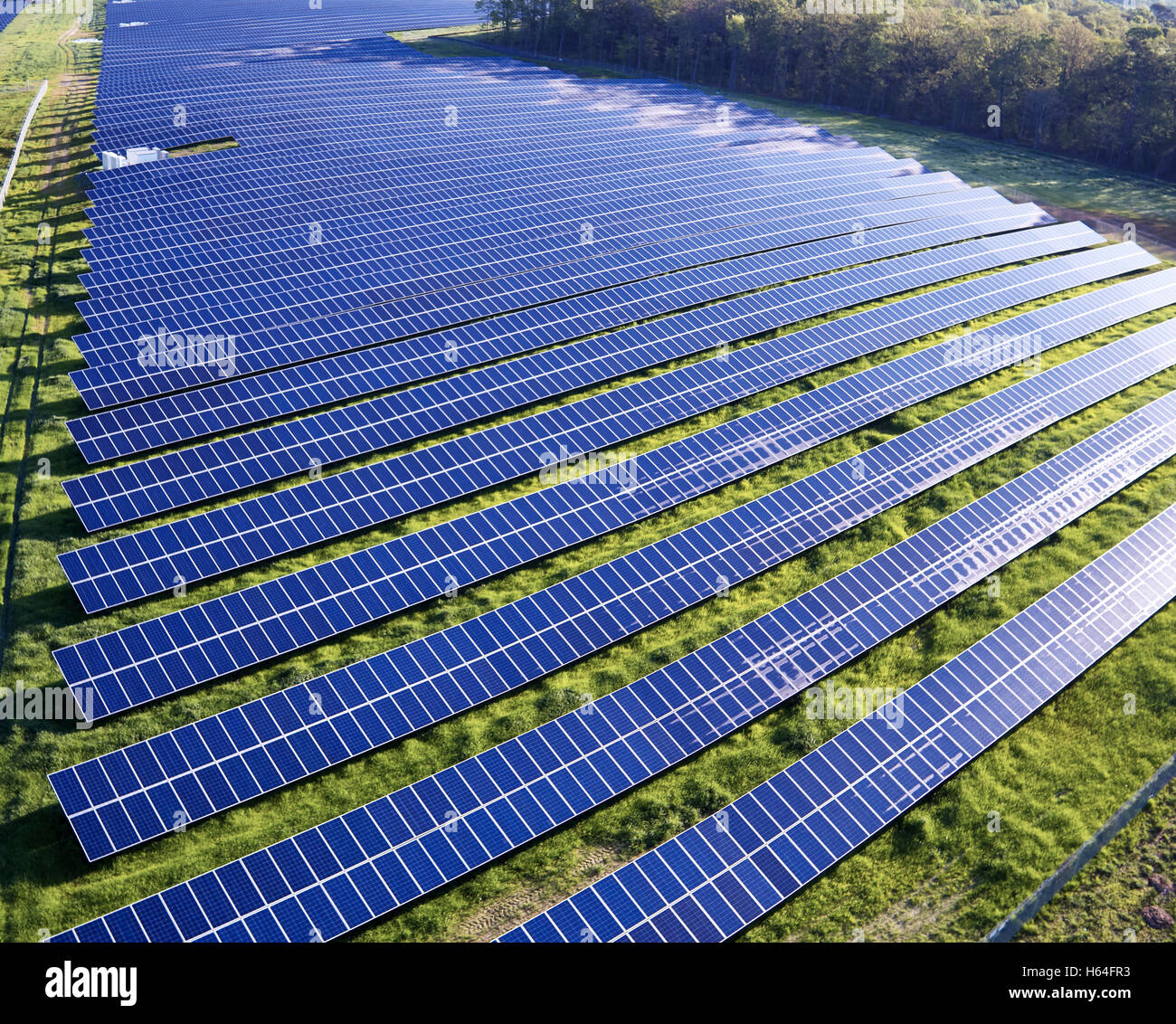 USA, North Carolina, Low-level aerial photograph of a solar field Stock ...