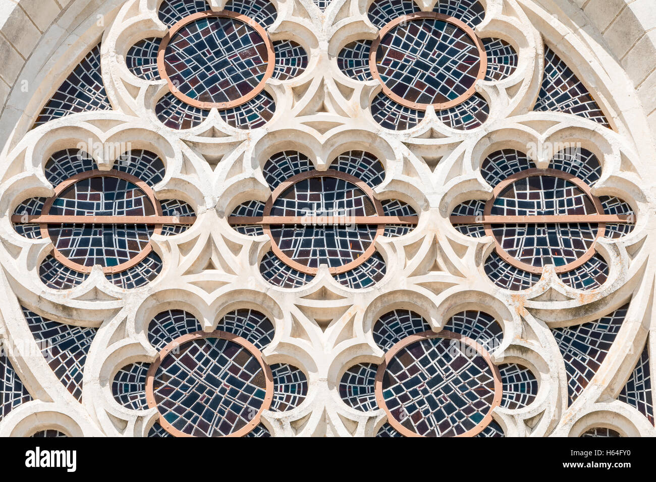 French stained glass window outside Stock Photo - Alamy