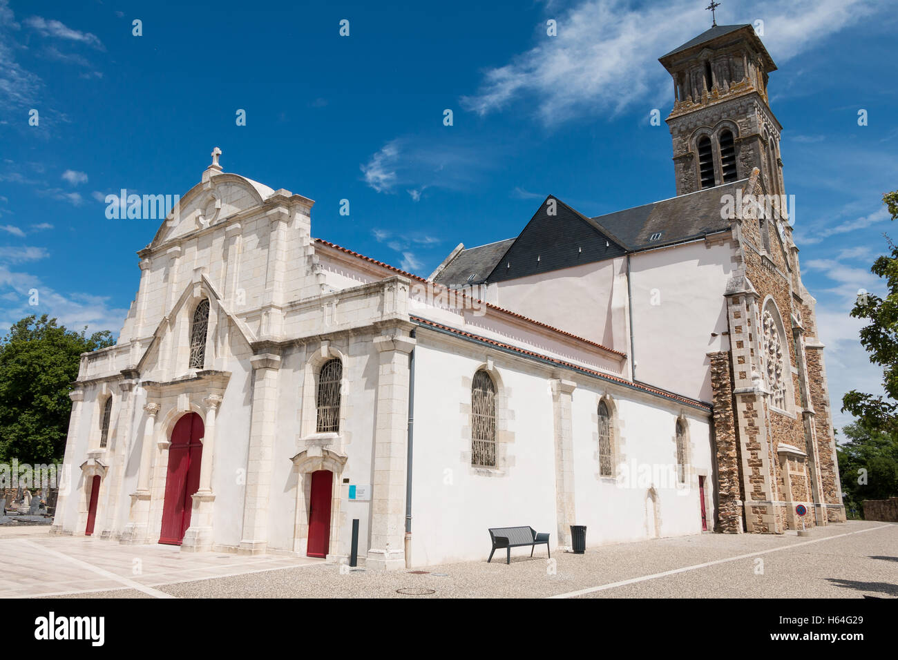 authentic church in france with blue sky Stock Photo - Alamy