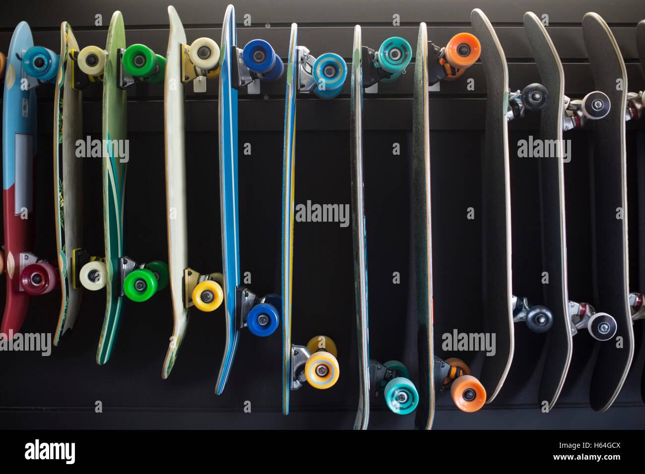 Various skateboards in shop Stock Photo - Alamy