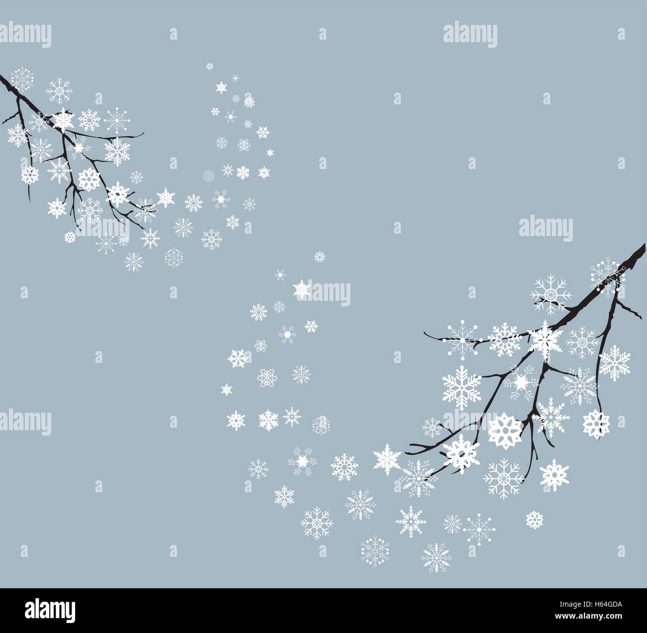 vector illustration of winter branch with snowflakes Stock Vector Image ...