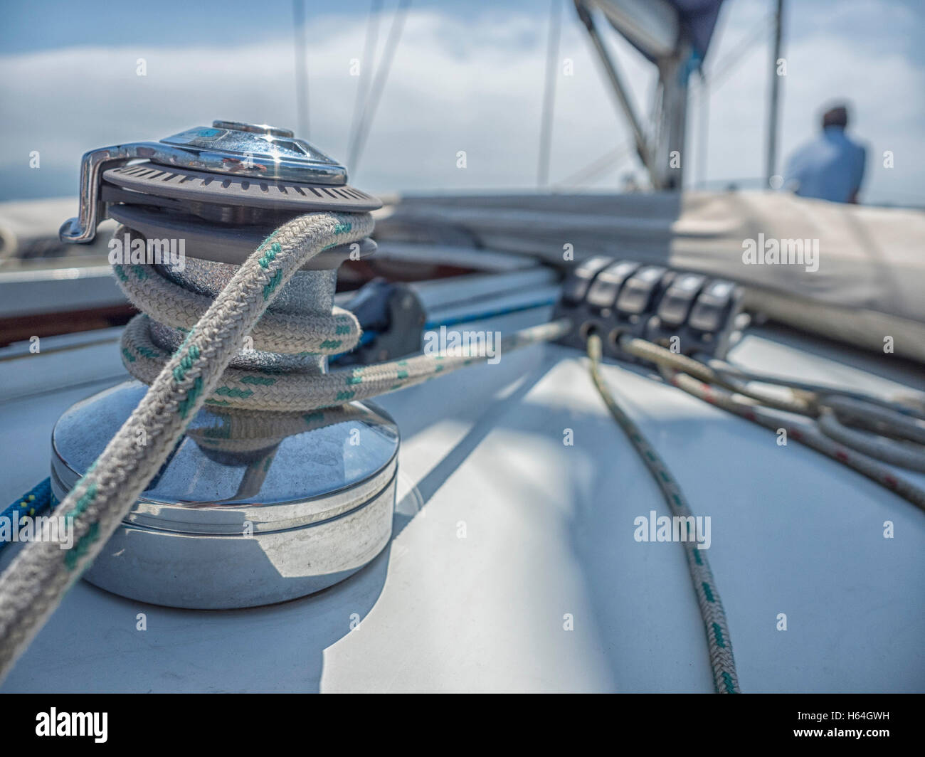 Detail of a sailing boat Stock Photo - Alamy