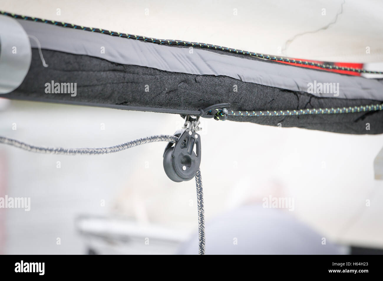 boat pulley and rope on a mat Stock Photo - Alamy