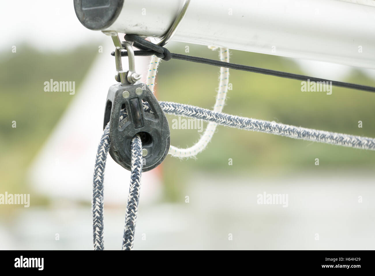 boat pulley and rope on a mat Stock Photo - Alamy