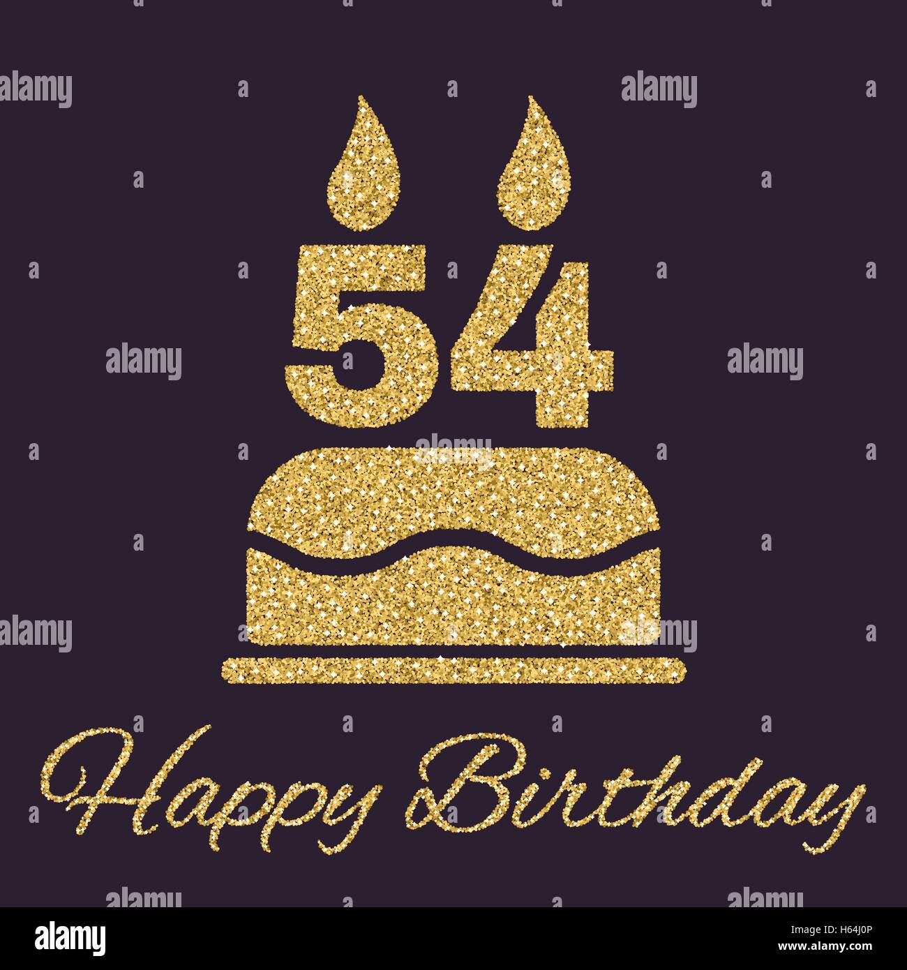 The birthday cake with candles in the form of number 54 icon. Birthday ...