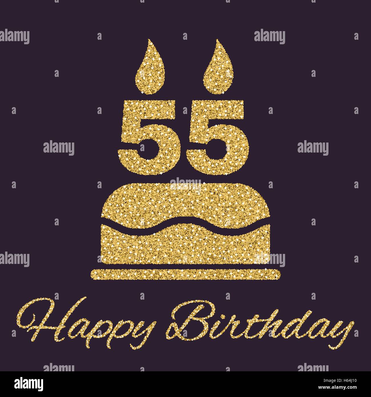 The birthday cake with candles in the form of number 55 icon. Birthday ...