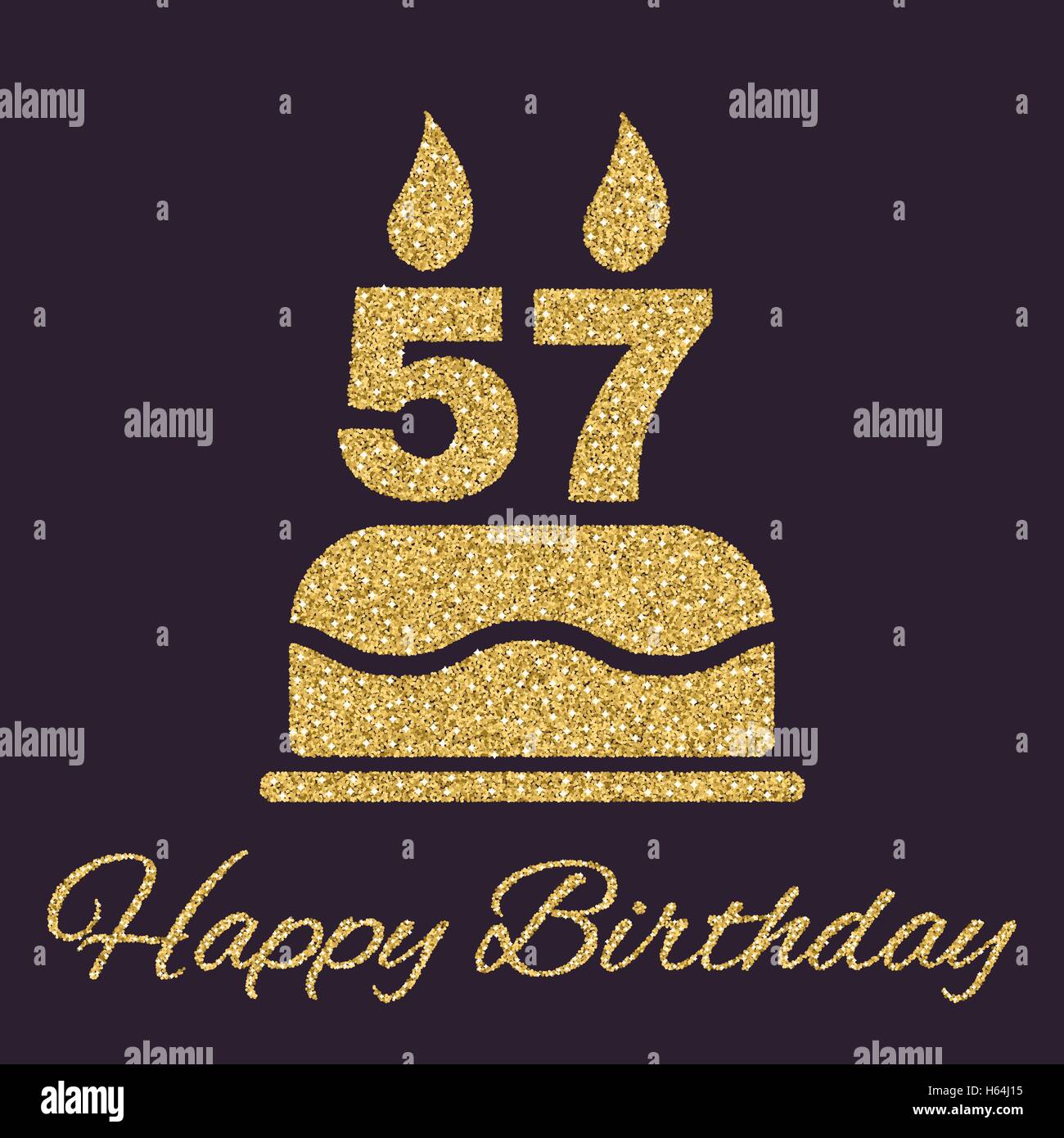 The birthday cake with candles in the form of number 57 icon. Birthday ...