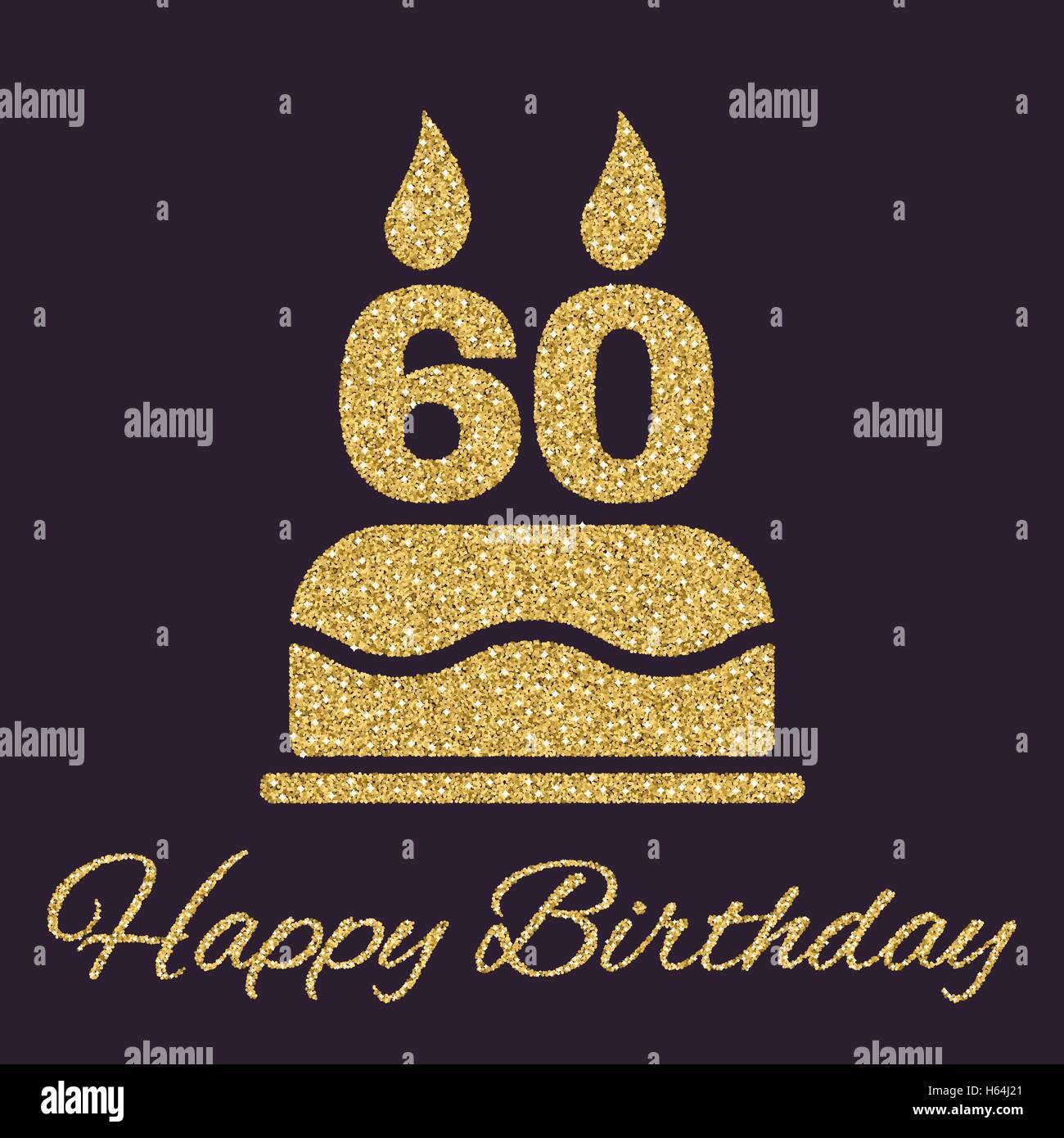 The birthday cake with candles in the form of number 60 icon. Birthday ...