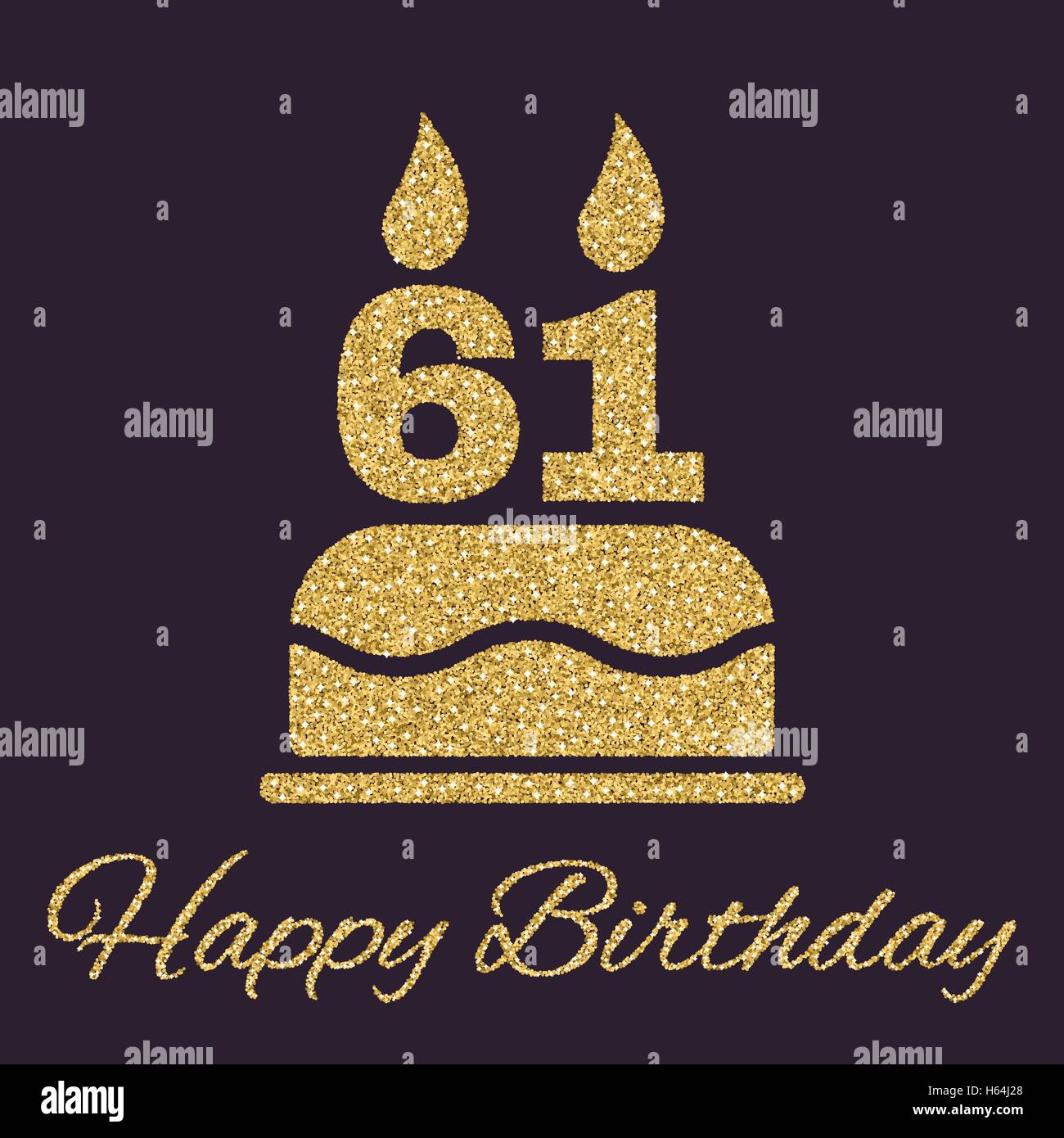 The birthday cake with candles in the form of number 61 icon. Birthday ...