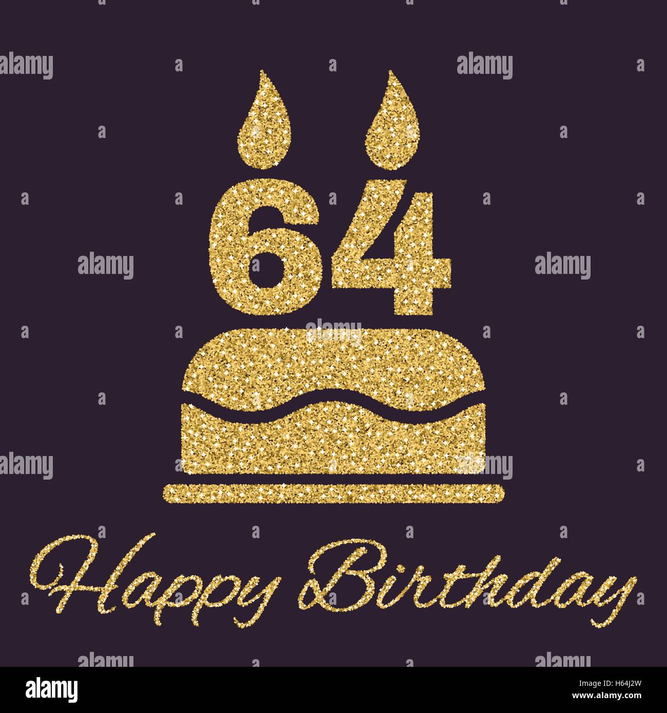 The birthday cake with candles in the form of number 64 icon. Birthday ...