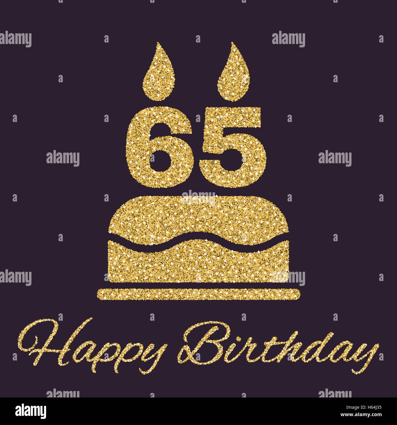 The birthday cake with candles in the form of number 65 icon. Birthday ...