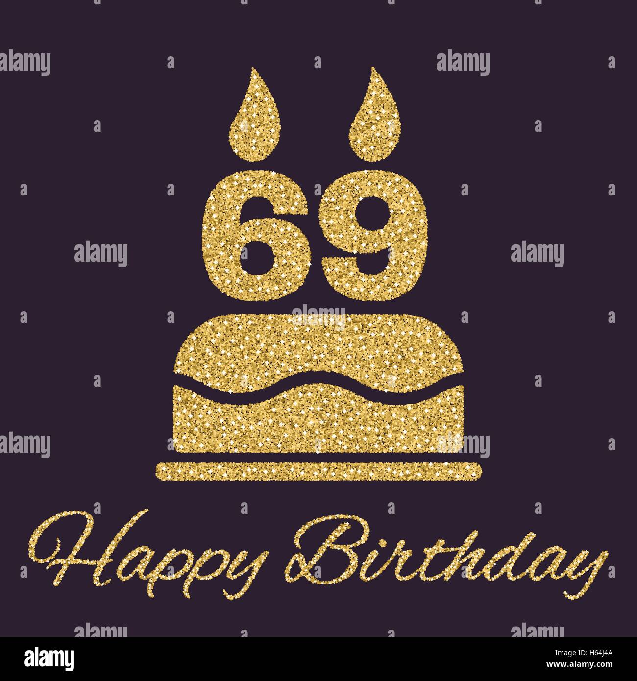The birthday cake with candles in the form of number 69 icon. Birthday ...