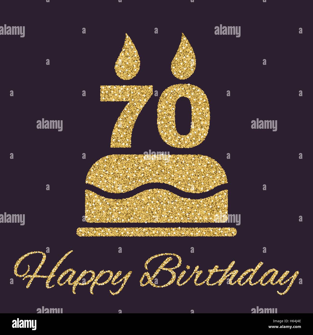 The birthday cake with candles in the form of number 70 icon. Birthday ...