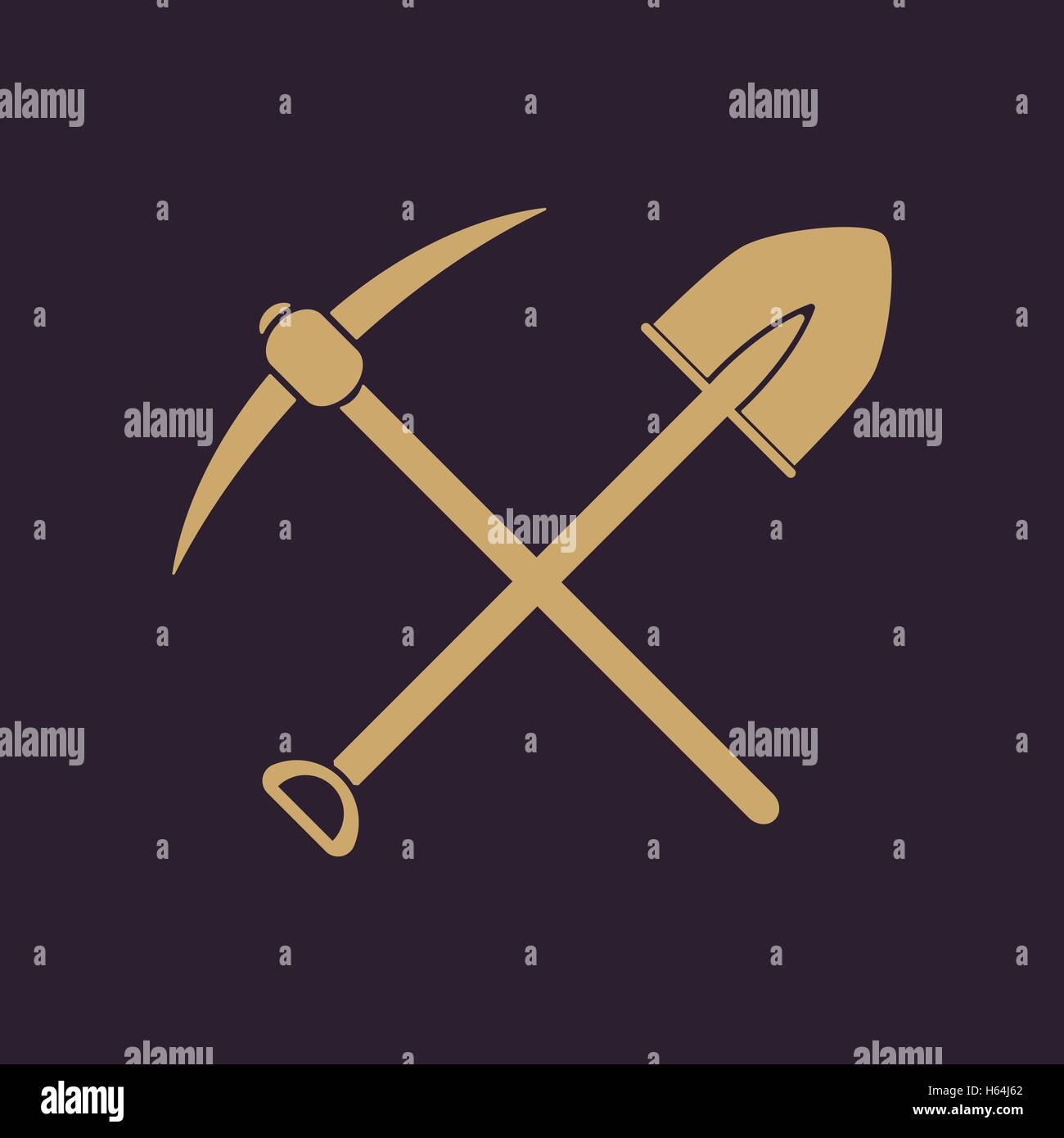 The crossing spade pickax icon. Pickax and excavation, digging, mining ...