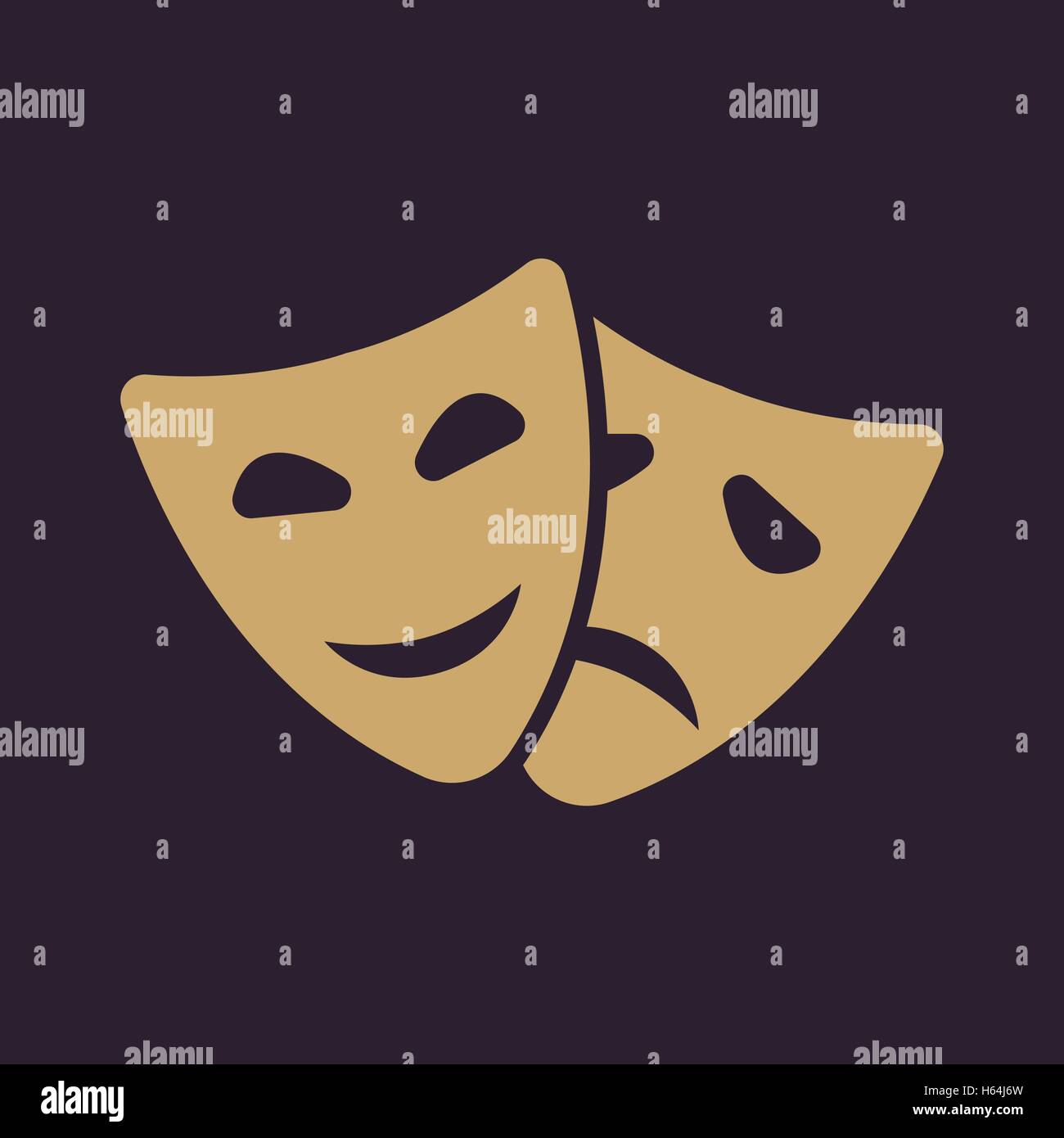 The theater and mask icon. Drama, comedy, tragedy symbol. Flat Stock ...