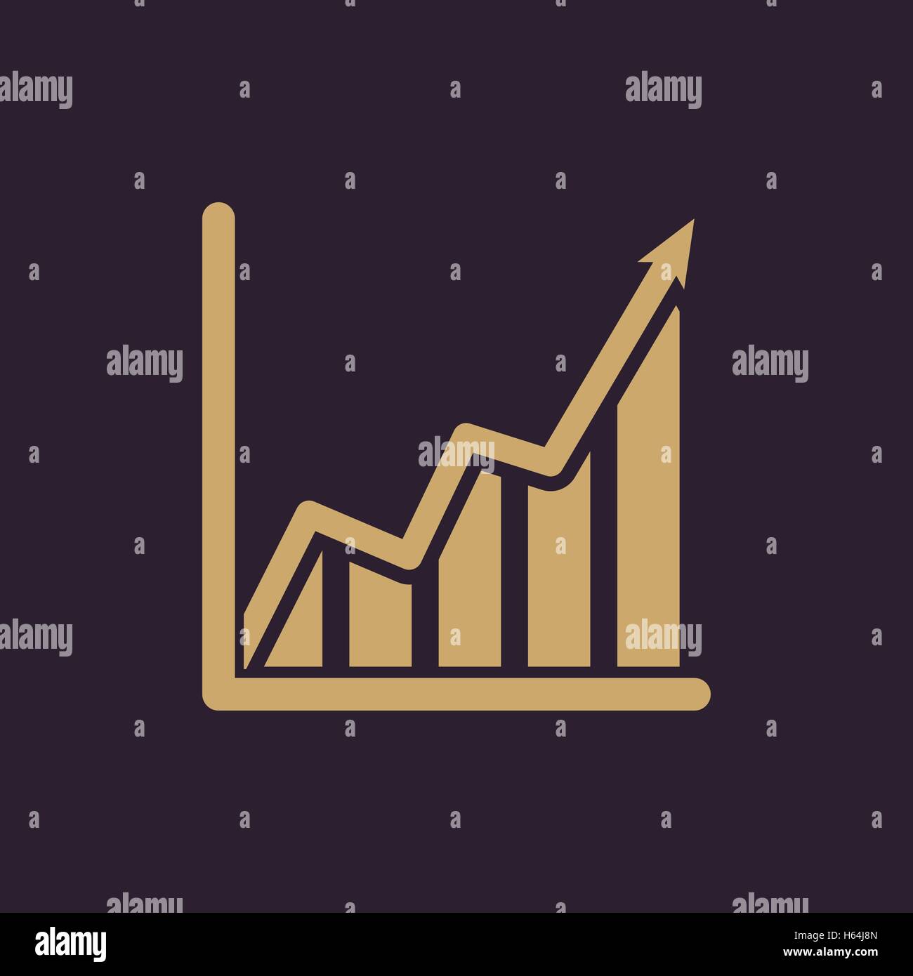 The growing graph icon. Growth and up symbol. Flat Stock Vector Image ...