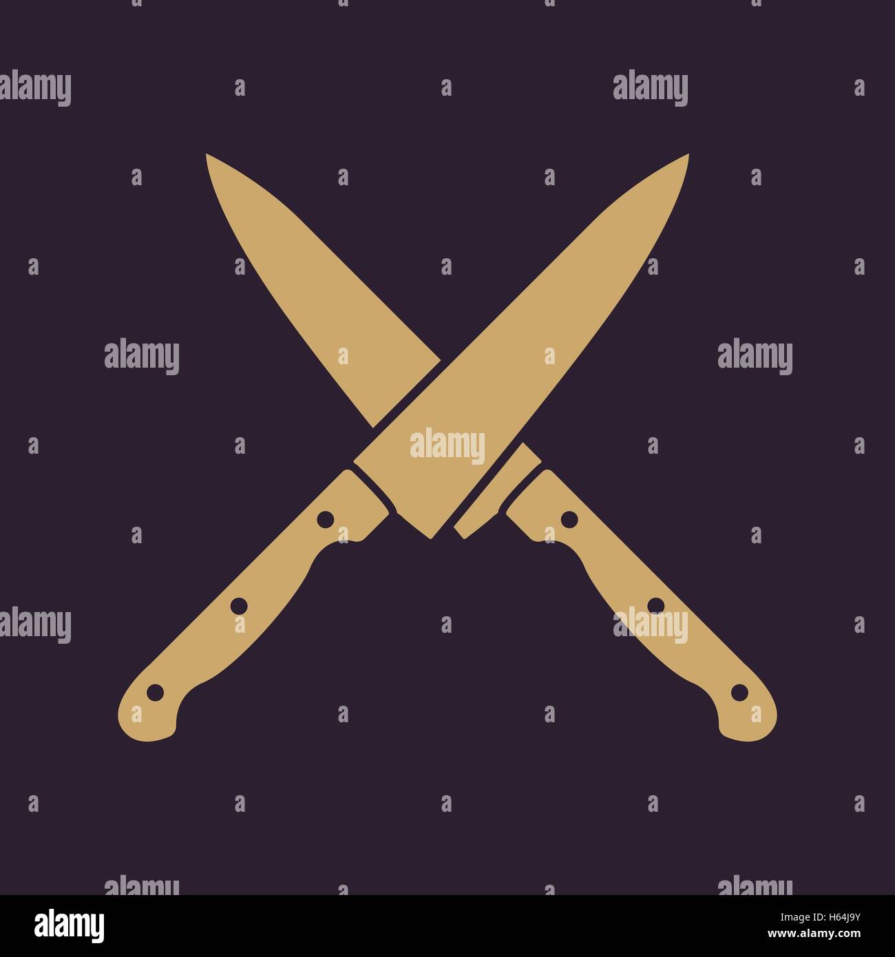 The crossed knives icon. Knife and chef, kitchen symbol. Flat Stock ...