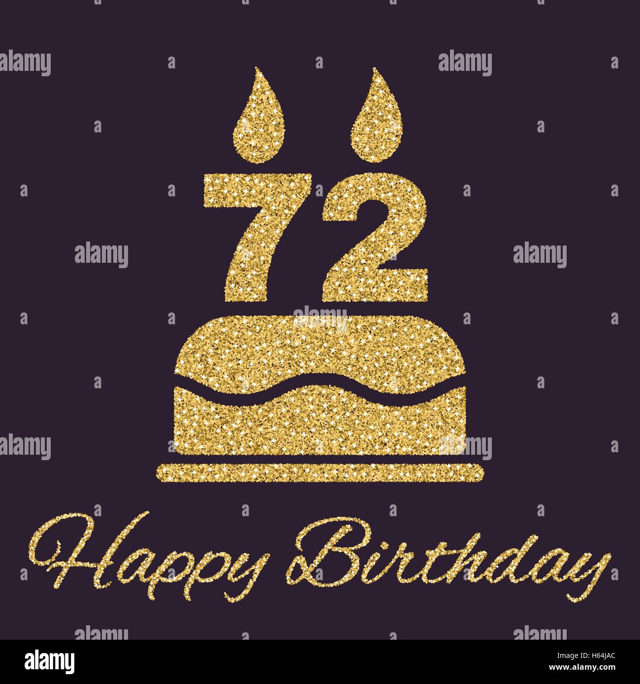 The birthday cake with candles in the form of number 72 icon. Birthday ...