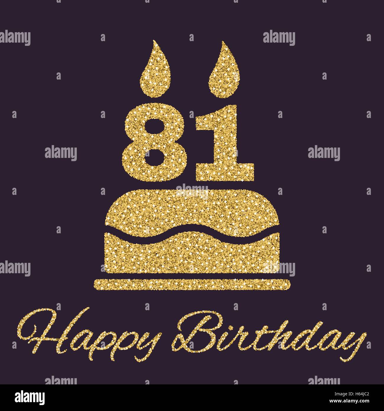 The birthday cake with candles in the form of number 81 icon. Birthday ...