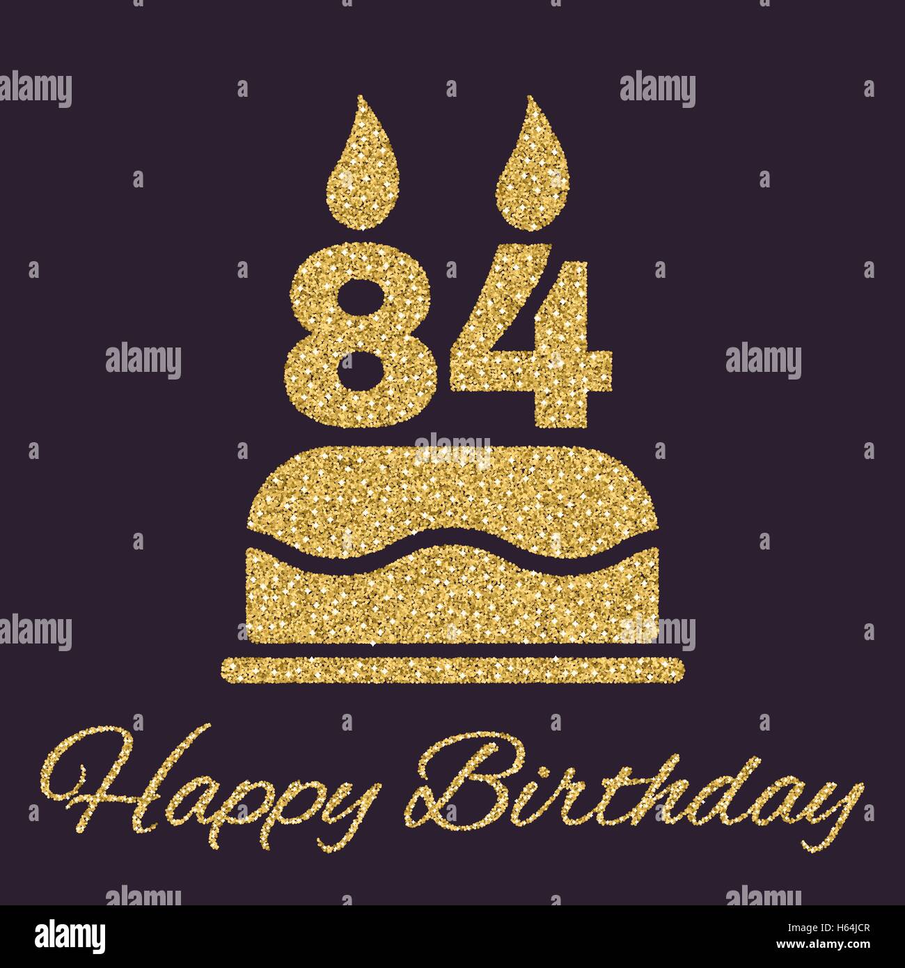 The birthday cake with candles in the form of number 84 icon. Birthday ...