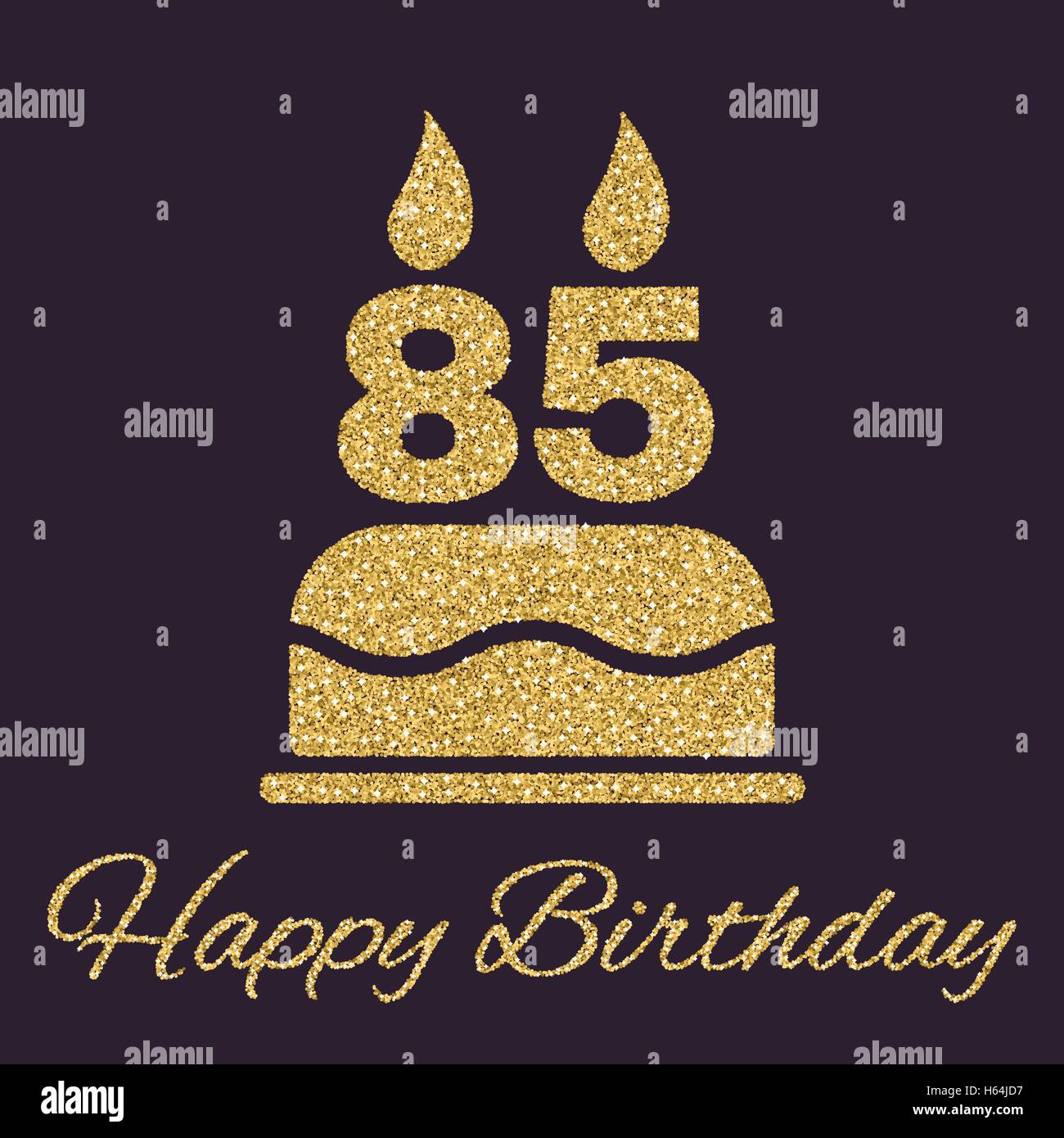 The birthday cake with candles in the form of number 85 icon. Birthday ...