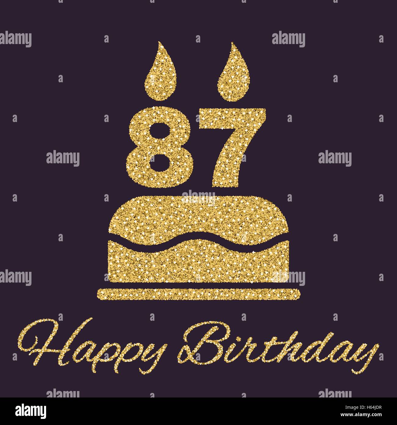 The birthday cake with candles in the form of number 87 icon. Birthday ...
