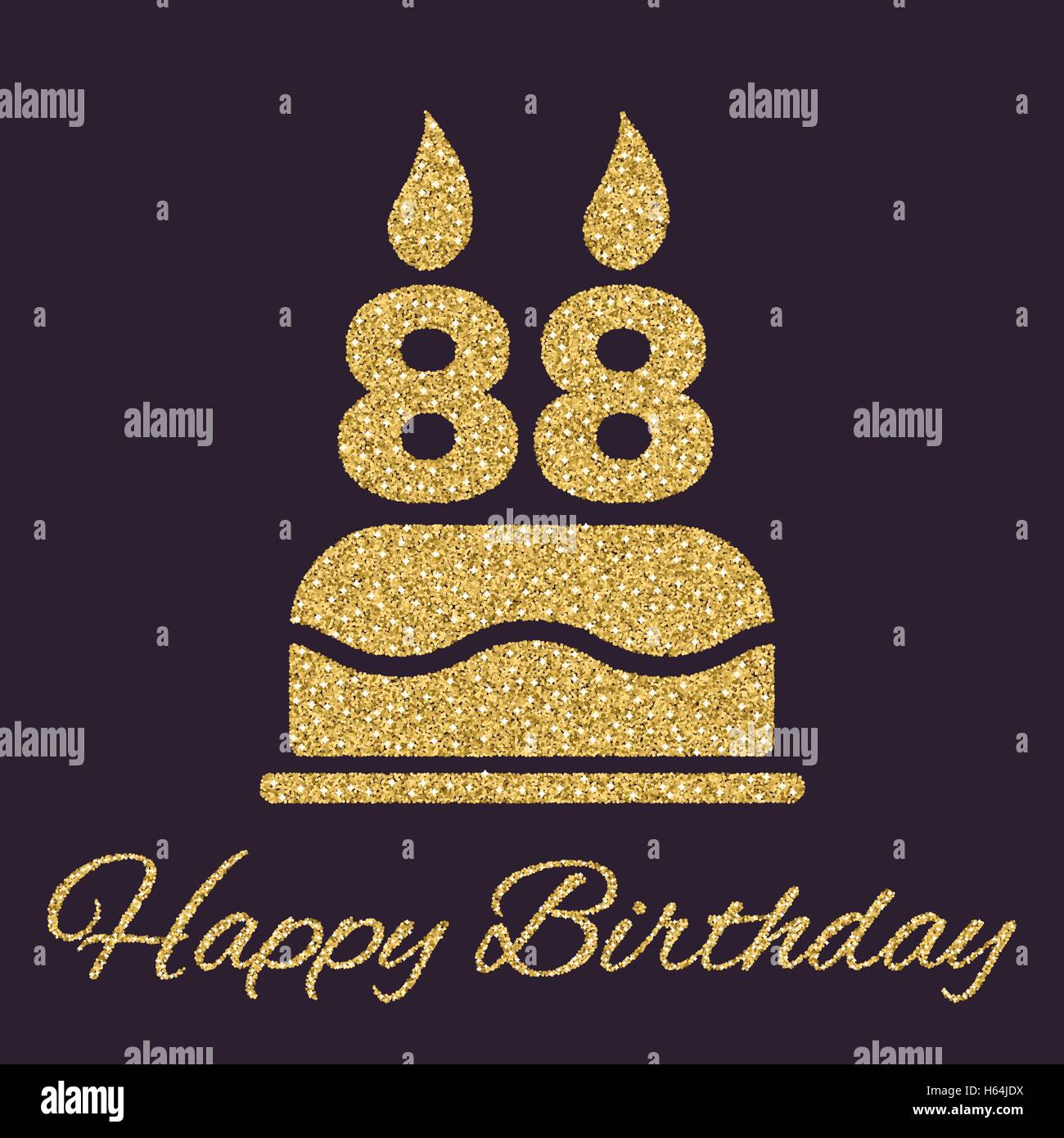 The birthday cake with candles in the form of number 88 icon. Birthday ...