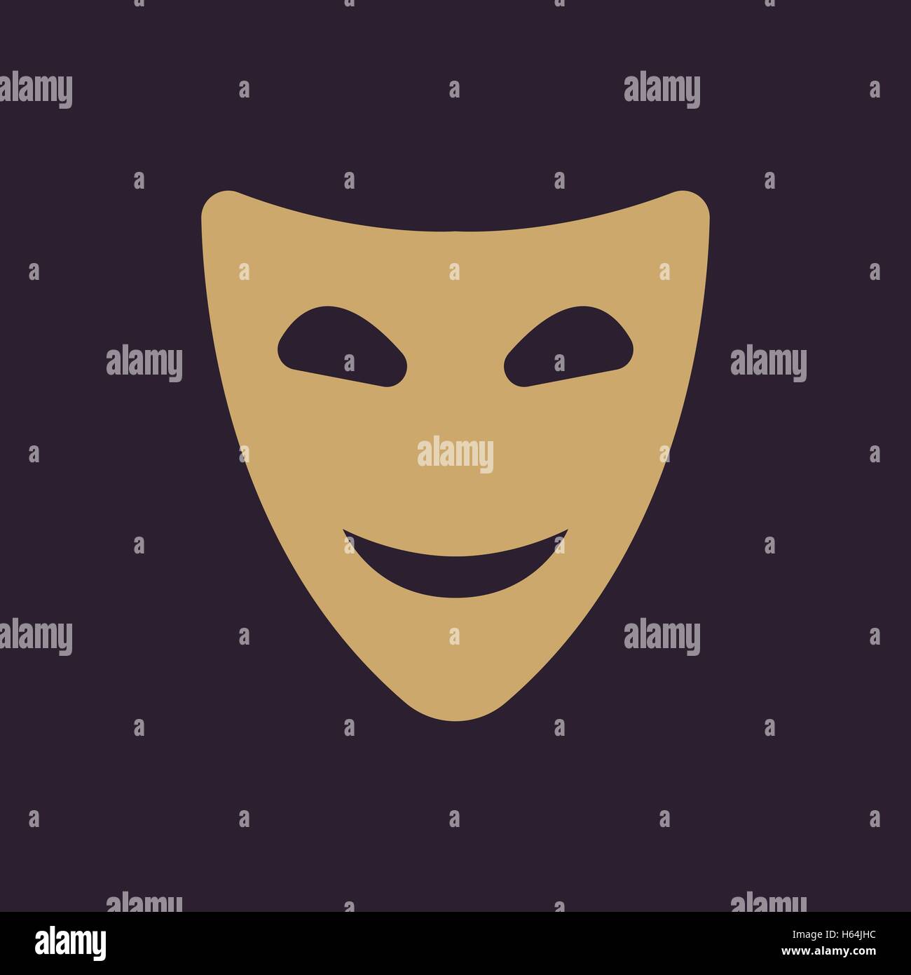 The smiling mask icon. Comedy and theater symbol. Flat Stock Vector ...