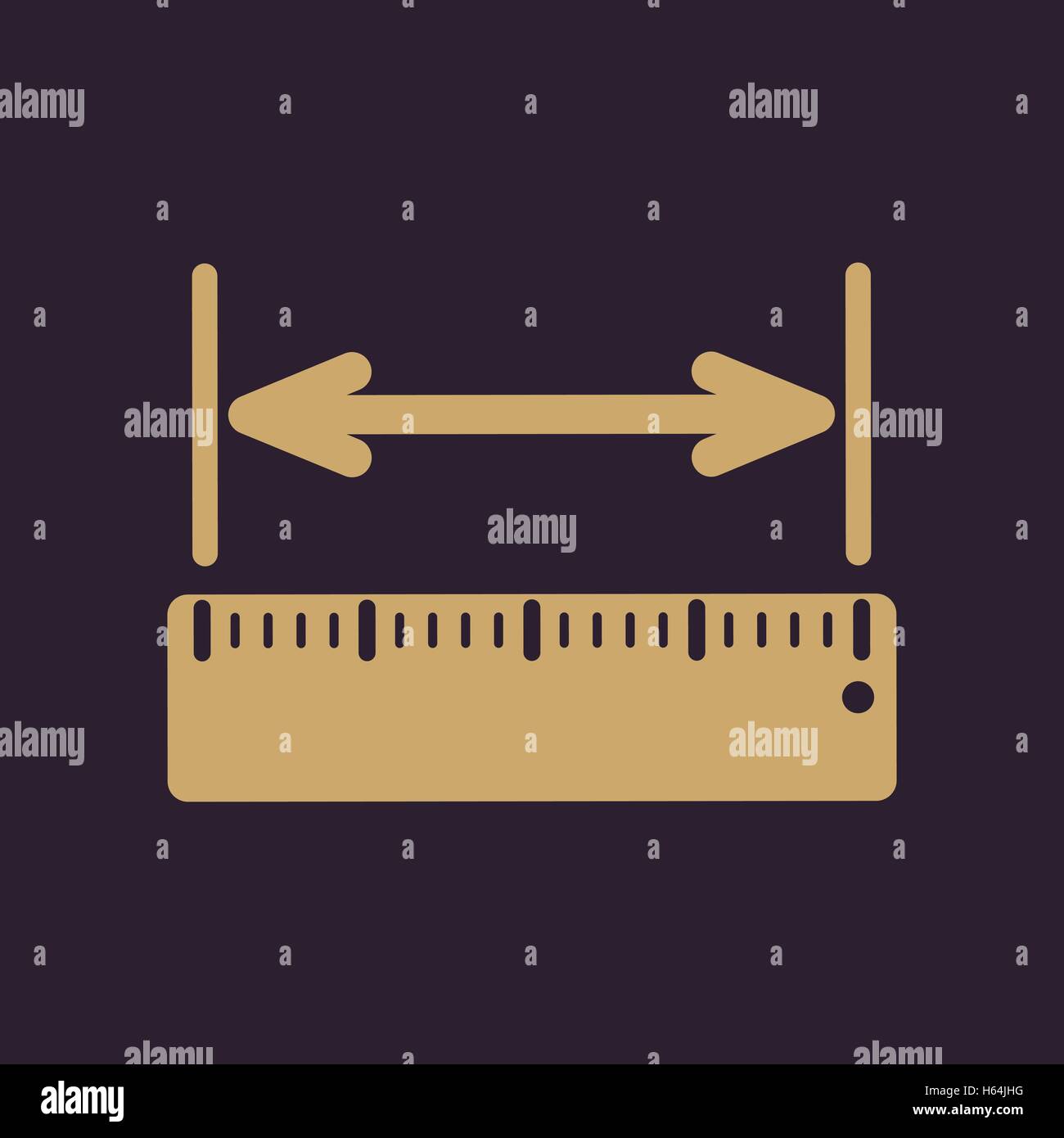 The width measurement icon. Ruler and straightedge, scale symbol. Flat ...