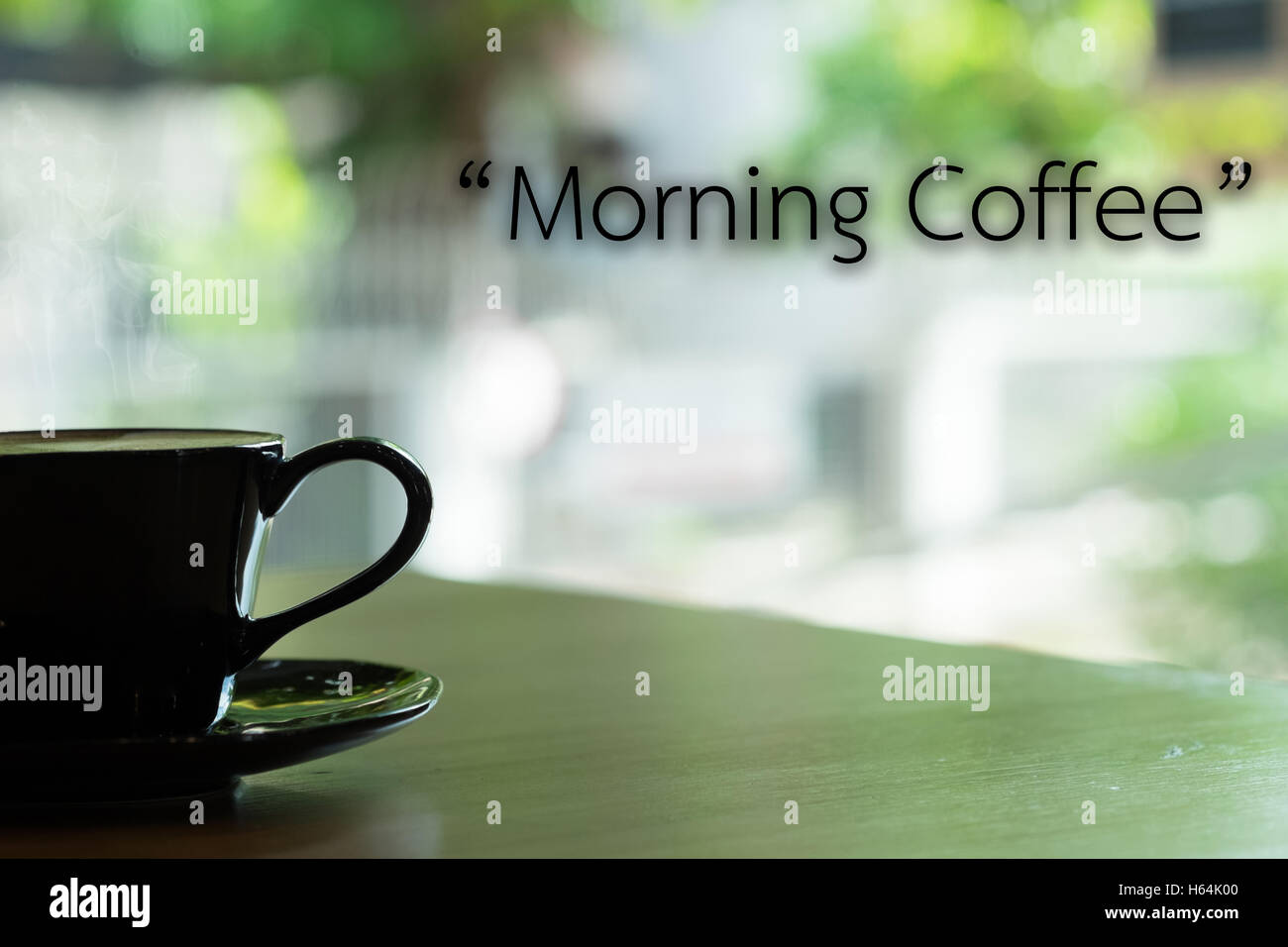 morning coffee and wording is "Morning Coffee Stock Photo - Alamy