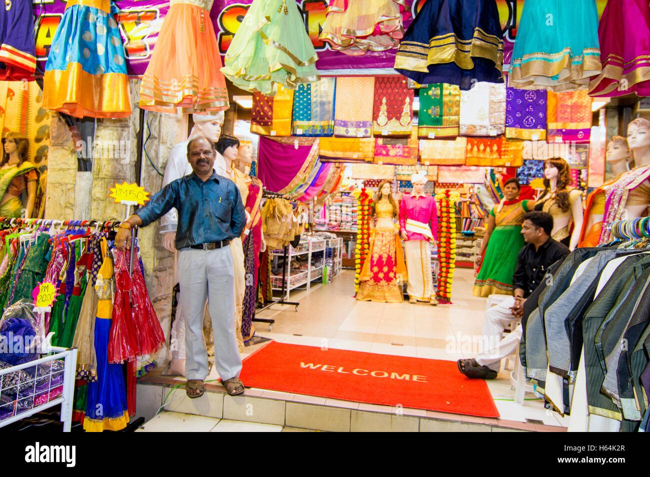 Indian boutique display, Lebuh Pasar, Little India, Georgetown, Penang ...