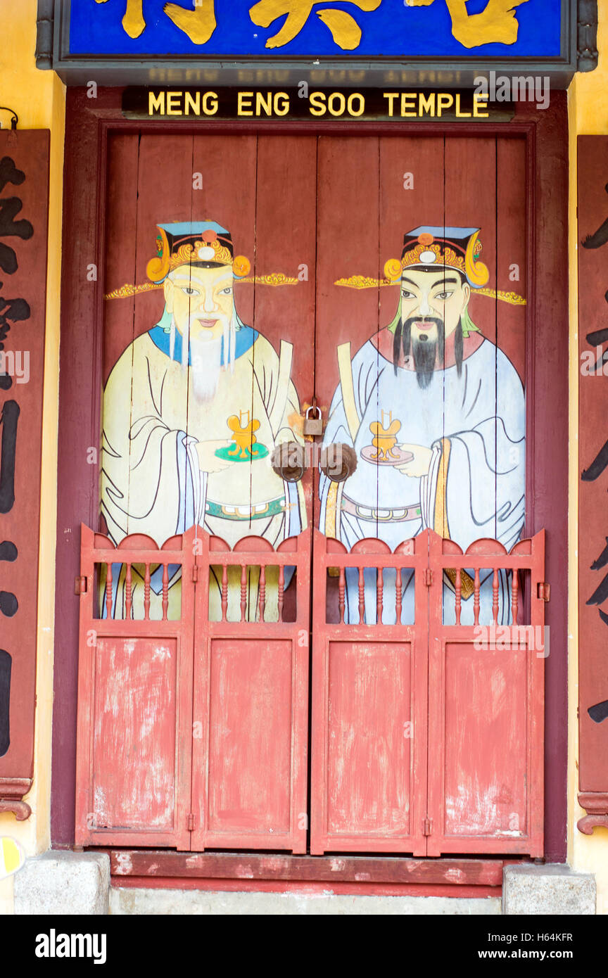 Front doors, Meng Eng Soo Temple, Lebuh Cintra, Penang, Malaysia Stock ...