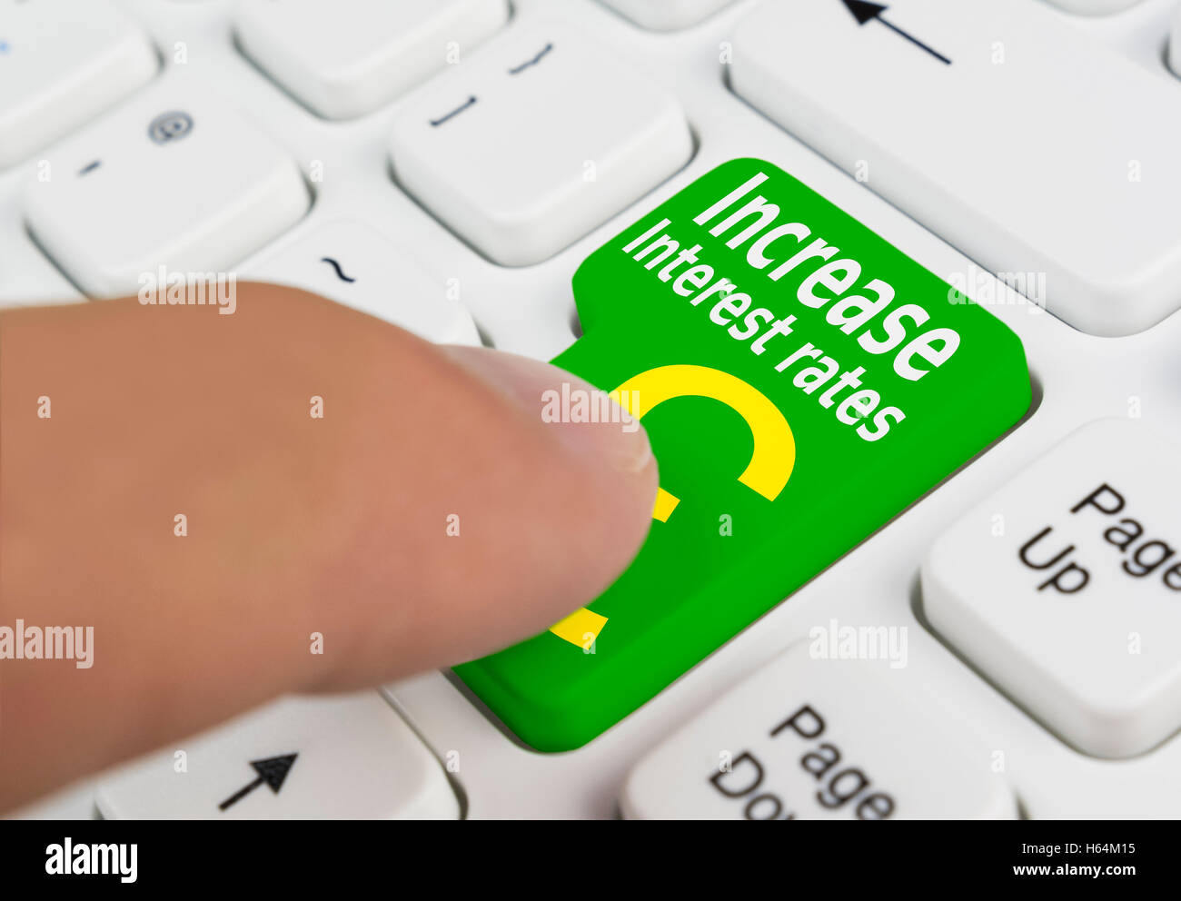 Increase interest rates concept button Stock Photo - Alamy