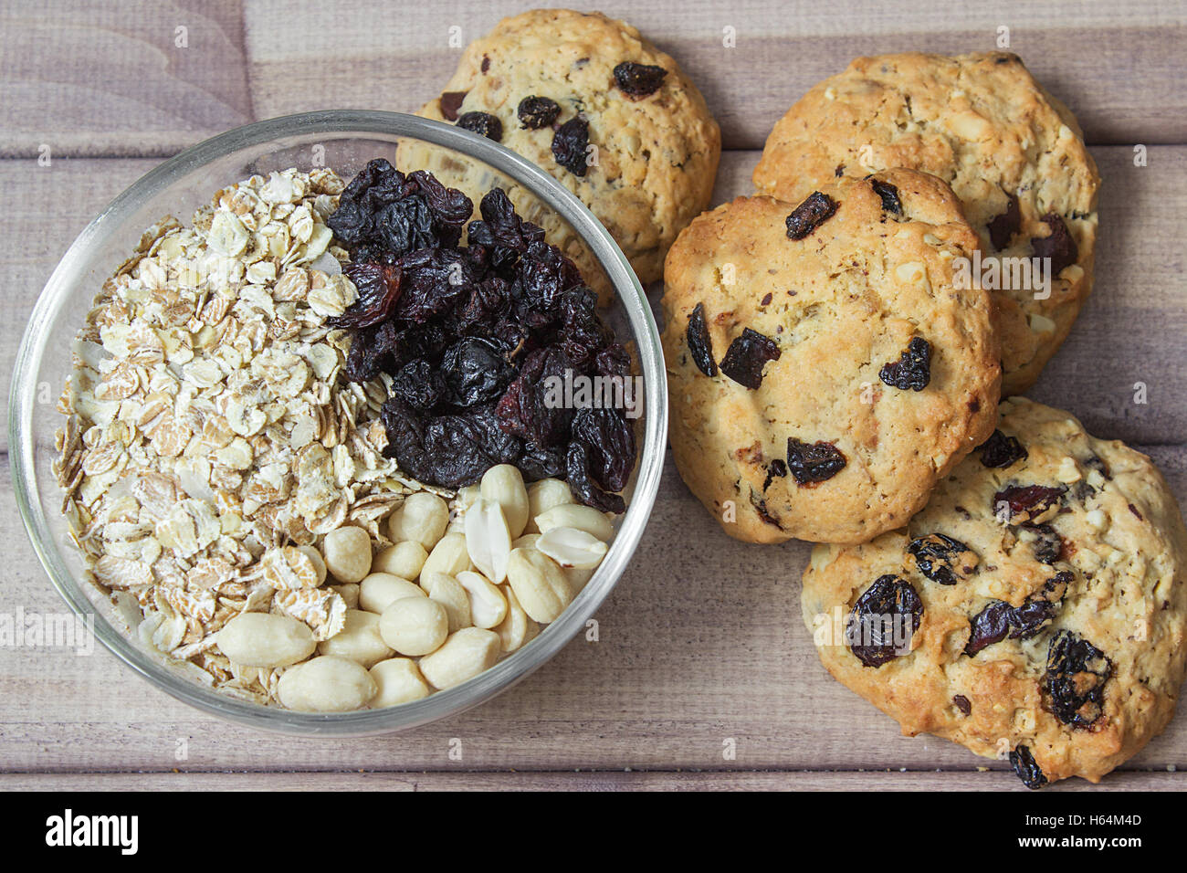 Ingredients for baking healthy cookies and ready cookies Stock Photo ...