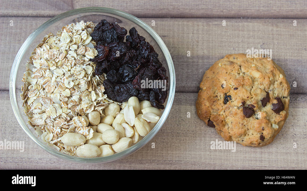 Ingredients for baking healthy cookies and ready cookies Stock Photo ...