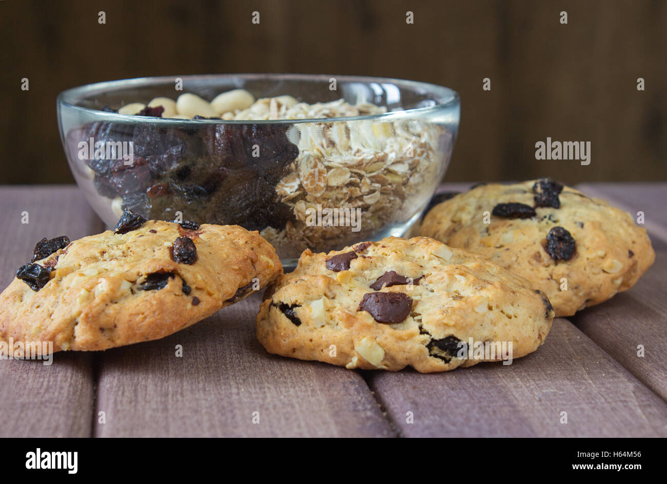 Ingredients for baking healthy cookies and ready cookies Stock Photo ...